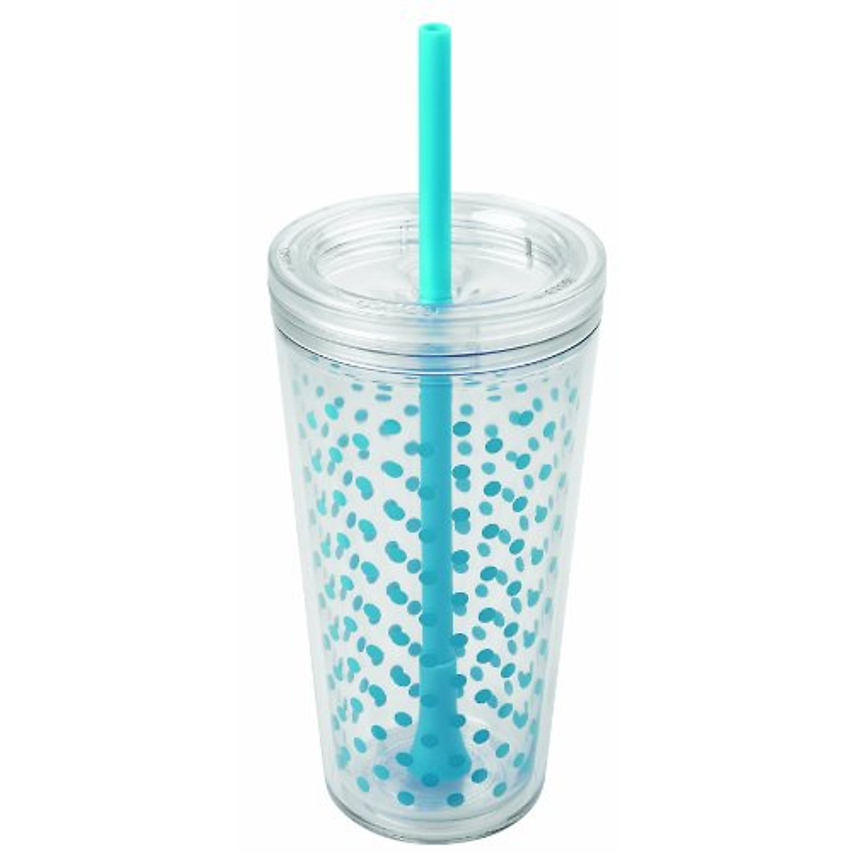Copco Minimus Double Wall Insulated Tumbler with Removable Straw, 24-Ounce, Cyan Blue Dots