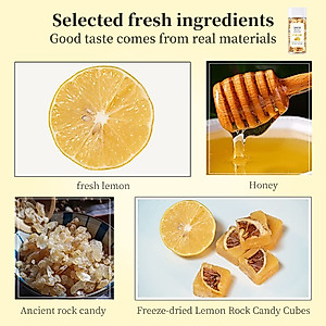 DOZO Rock Sugar Lemon Tea Lemon Honey Rock Candy 14.11oz/400g Yellow Lump Rock Sugar with Lemon Sugar Cubes Lemon Honey Candy Caffeine Free Individual Package 柠檬蜂蜜冰糖