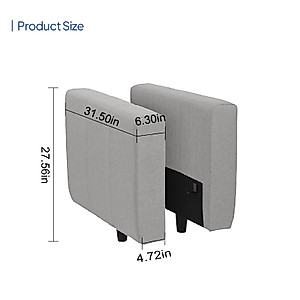 Arathorn Modular Sofa Armrest Module for Modular Sectional Sofa Couch, Pair of Armrest for Living Room Sofa Set, Grey