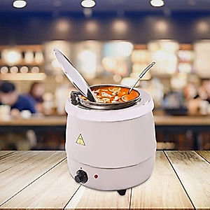 Commercial Soup Kettle Warmer with Lid and Removable Stainless-Steel Pot Insert, Silver Countertop Food Kettle Warmer for Buffet, Restaurant, Party, Event, and Catering, Large, Electric