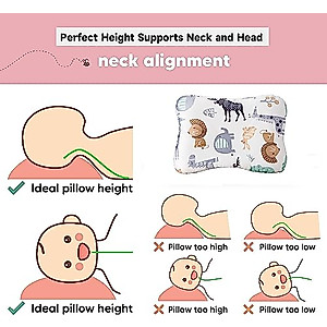 WelsLife Soft Hypoallergenic Cover Organic Cotton Baby Pillow Machine Washable (Animal World)