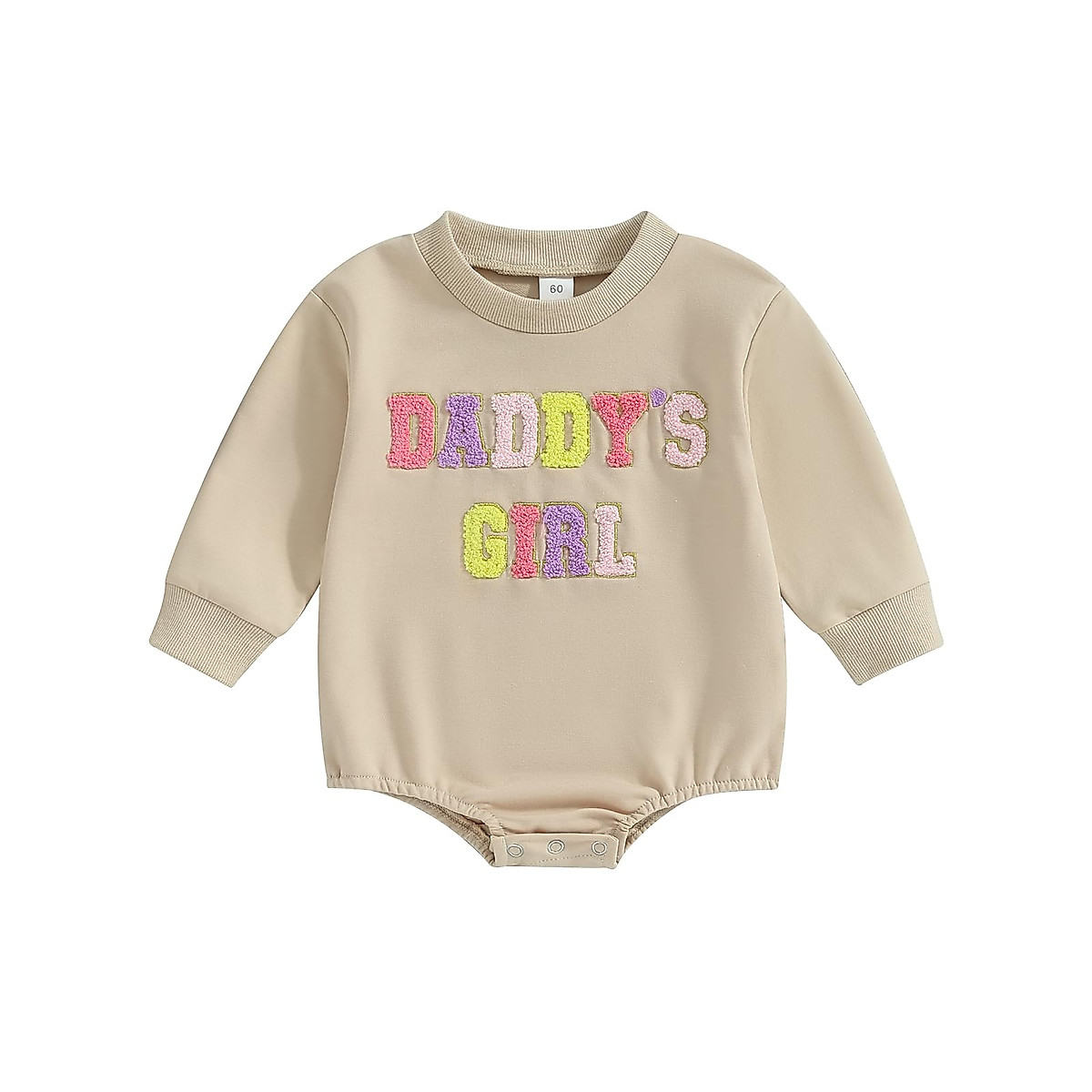 Zoiuytrg Daddys Girls Baby Clothes Daddys Girl Print Long Sleeve Bubble Romper Newborn Fall Winter Matching Outfit (Apricot Rompers, 0-3 Months)