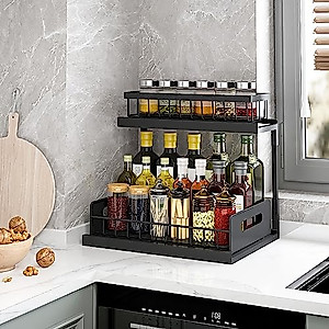 Under Sink Organizers and Storage, Double Sliding Pull Out cabinet organizer for Bathroom Organization and Storage 2 Tier Kitchen Sink Organizer Under Cabinet Storage Organizer with Slide Drawers