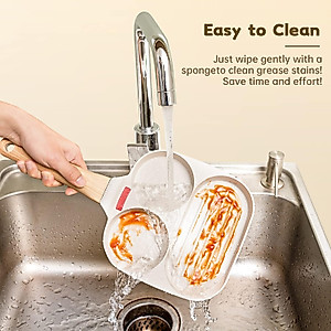 Egg Frying Pan Breakfast Pan - Nonstick Divided Pan, Versatile Fried Egg Pan, Pancake Pan for Breakfast, Gas Stove & Induction Compatible, PFOA PFOS APEO Free, Easy to Clean,Beige