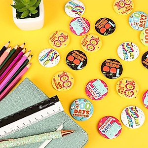 PIAOPIAONIU 48 Pcs 100th Days of School Buttons Pin Celebrate 100 Days of School Smarter Badges for Kids Round School Badges Button Pinback for School Party Teacher Reward-6 Styles