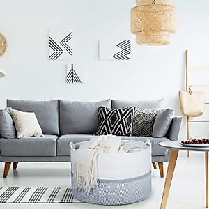 VERSAINSECT ton Rope Basket - Decorative White Storage Bins for Room Organization