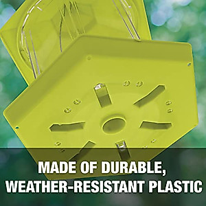 Sun Joe SJ-WBFX-GRN Wild Bird Hanging Feeder, w/Roof and Hexagonal Shape, for Outdoor Garden & Yard Decoration, 2.15 Lbs Bird Seed & Nut Capacity