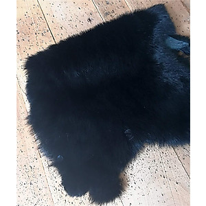Natural Tanned Assorted Rabbit Pelts Rabbit Fur Hide (10" by 12" Rabbit Pelt with Sewing Quality Leather) (Natural Black)