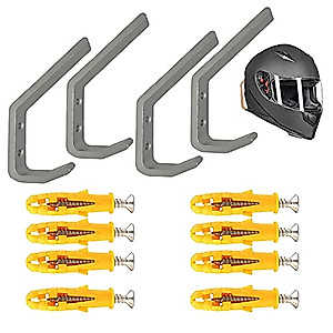 4/PK Helmet Rack Helmet Wall Display Rack Helmet Storage Holder, Wall Mounted Motorbike Helmet Storage Rack Hanger, for Coats, Hats, Caps - No Helmet - with Mounting Hardware