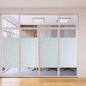 Window Privacy Film, Pure Frosted Glass Film, Sun Blocking Window Decals, Static Clings Window Sticker for Home Office Non-Adhesive No-Glue (17.5 x 78.7 inch)