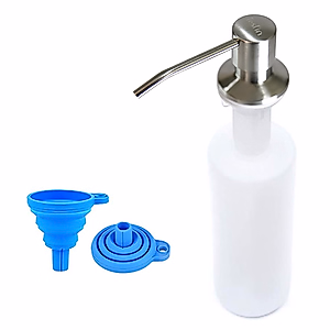 Soap Dispenser for Kitchen Sink (Brushed Nickel),Built in Design Sink Soap Dispenser, Refill from The Top, Stainless Steel Kitchen Soap Pump with 10 fl.oz Bottle (300ml)