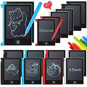 Nezyo 16 Pieces 4.5 Inch Mini LCD Writing Tablet Electronic Doodle Board for Colorful Drawing Tablet Erasable Writing Pad Reusable Learning Gift for Girls Boys (Mix Colors)