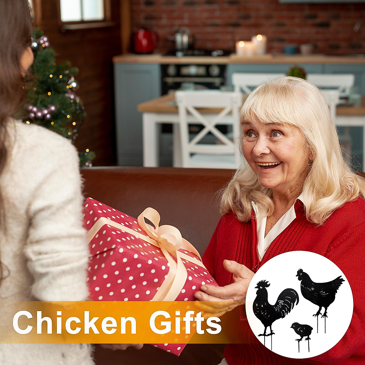 TT & MM Metal Chicken Yard Decor 3 Pcs Rooster Garden Stakes,Chicken Gifts for Women/Men,Hen/Chicks Silhouette Statues for Yard Art,Backyard,Patio,Lawn Ornaments,Outdoor Decor