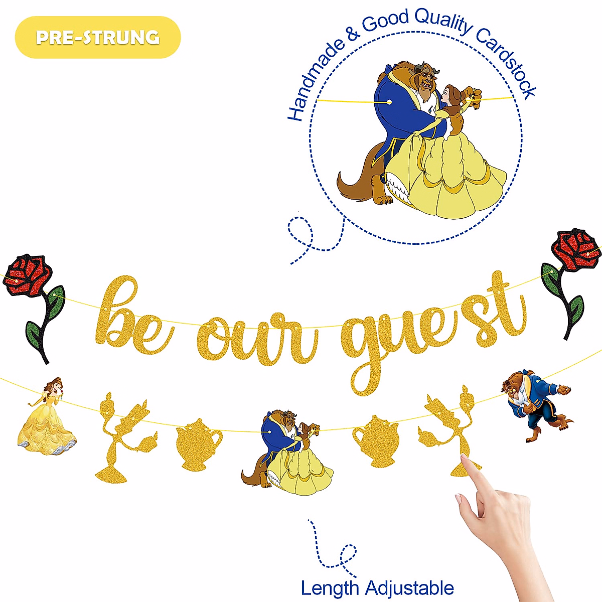 Beauty and the Beast Banner, Be Our Guest Birthday Decorations Birthday Bachelorette Engagement Bridal Shower Baby Shower Birthday Party Beauty and the Beast Banner Party Supplies