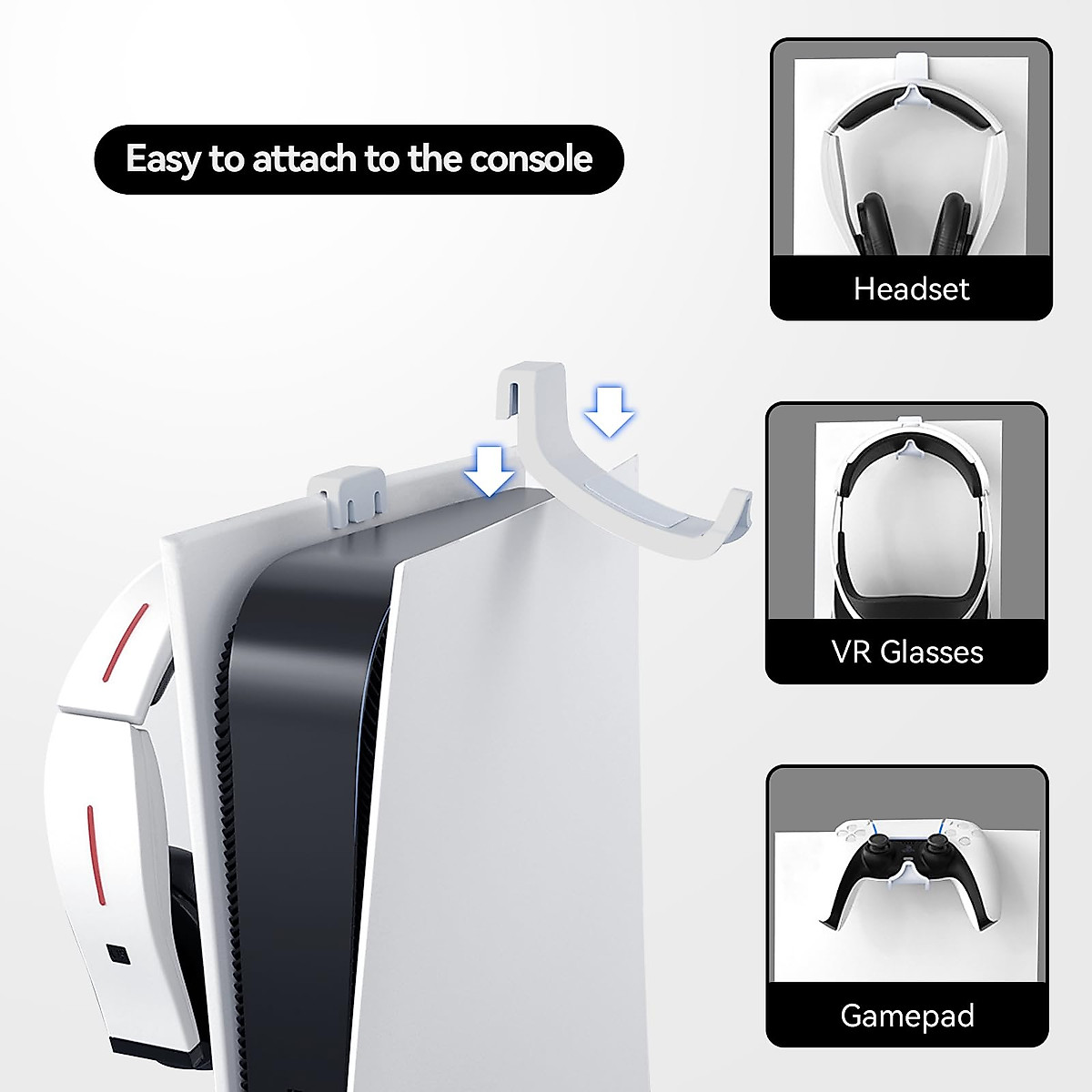 YUSPENYE 2pcs PS5 Headset Holder Accessories, 2packs PS5 Controller Stand, PS VR Holder, PS5 Headphone Holders