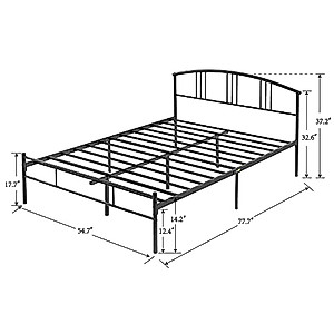 VECELO Full Bed Frame with Headboard and Footboard, 14 Inch Metal Platform Mattress Foundation, Sturdy Premium Steel Slat/No Box Spring Needed