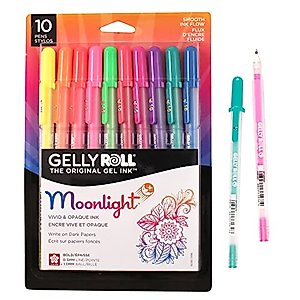 SAKURA Gelly Roll Moonlight 10 Gel Pens - Bold Point Ink Pen for Journaling, Art, or Drawing - Assorted Bright Ink - Bold Line - 10 Pack