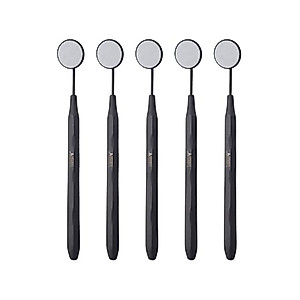 Dental Mirror Stainless Steel Matte Black, Set of 5 Dental Mirrors Front Surface Rhodium Plasma Coated for General and Laser Dentist European Style Threading by ARTMAN Brand