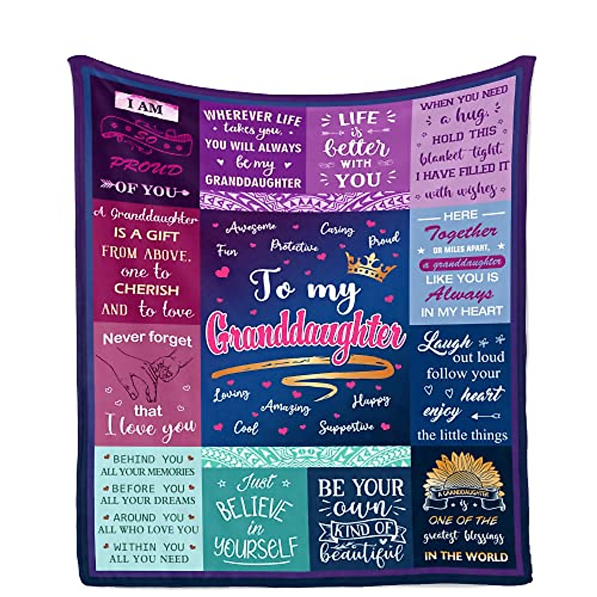Qotuty Granddaughter Gifts Blanket 50"x60", Granddaughter Gifts From Grandma, Granddaughter Gifts From Grandparents, Gifts For Granddaughter, Birthday Graduation Gifts For Granddaughter Throw Blankets