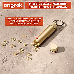 ONGROK Premium Storage Tube, Keychain, Pocket-Sized, Airtight, Aluminum Metal Holder and Case (Gold)