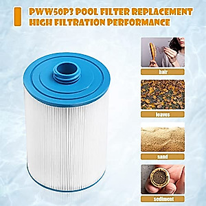 Spa Filter 1 1/2 Inch Coarse Thread Hot Tub Filter Compatible with Unicel PWW50 PWW50P3 6Ch-940 Filbur FC-0359 Filters 25252 03FIL1400 Waterway 817-0050 45 Sq. Ft Front Access Skimmer (6 Pcs)