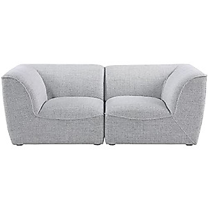 Meridian Furniture Miramar Collection Modern | Contemporary Linen Textured Upholstered Modular Sofa, 76" W x 38" D x 28.5" H, Grey