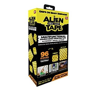 Alientape Pre Cut 96 Piece Set Double Sided Tape Multipurpose Removable Adhesive Transparent Grip Mounting Strips Washable Strong Sticky Heavy Duty for Carpet Photo Frame Poster Décor As Seen On TV
