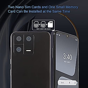 Dilwe M13 4G Unlocked Cellphone, 6.53in HD Screen Smartphone, 4G 5GWIFI Dual SIM Slots Mobile Phone, 6GB RAM 128GB ROM, Face ID Unlocked Mobile Phone for Android12, M13-Black