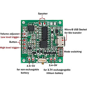 Stemedu 8MB Sound Recordable Module Button Control Programmable Voice Chip, MP3 Music Player Kit, USB Downloadable Musical Board for DIY Audio Stuffed Animal Toys Greeting Card Music Box
