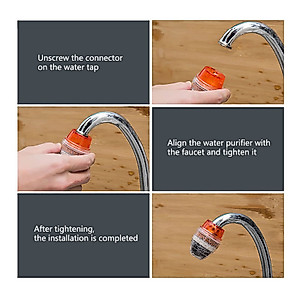 BrsInse One Hole Kitchen Faucets with Faucet Health Water Purification Five Layer Purifier Filter Head Household Activated Carbon Water Purifier Ds3617xs (Red, One Size)