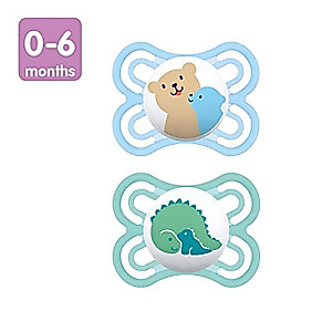 MAM Perfect Baby Pacifier, Patented Nipple, Developed with Pediatric Dentists & Orthodontists, Boy, 0-6 (Pack of 2)