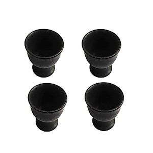 Soft Boiled Egg Holder | Ceramic Egg Cup Set | Ceramic Egg Holder Pottery Housewarming Gift set of 2 (Black)