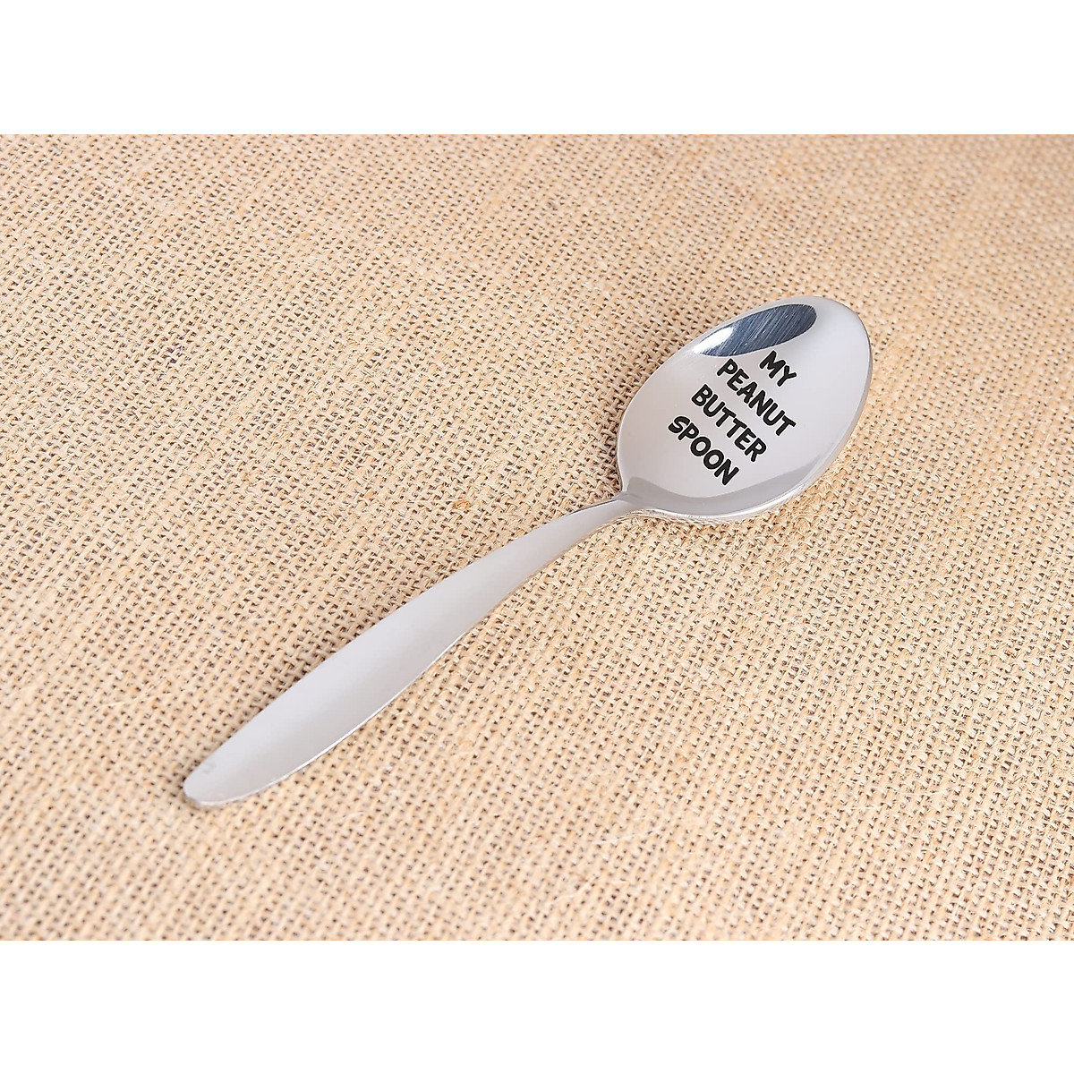 RoThings My Peanut Butter Engraved Spoon Gift | For Lovers Birthday Anniversary Christmas Stocking Stuffer 7 Inches Stainless Steel Unique Gift, Silver