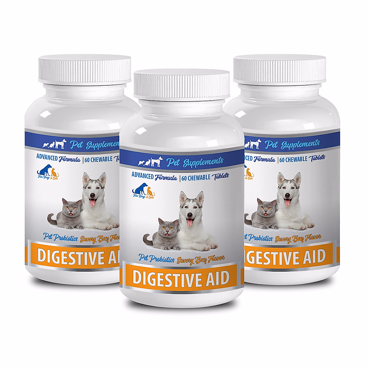 Digestive Support for Cats - PET Digestive AID - for Dogs and Cats - PET PROBIOTIC - Chews - pet Digestive enzymes - 3 Bottle (180 Treats)