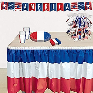 Beistle Patriotic Table Skirting, 29" x 14', Red/White/Blue