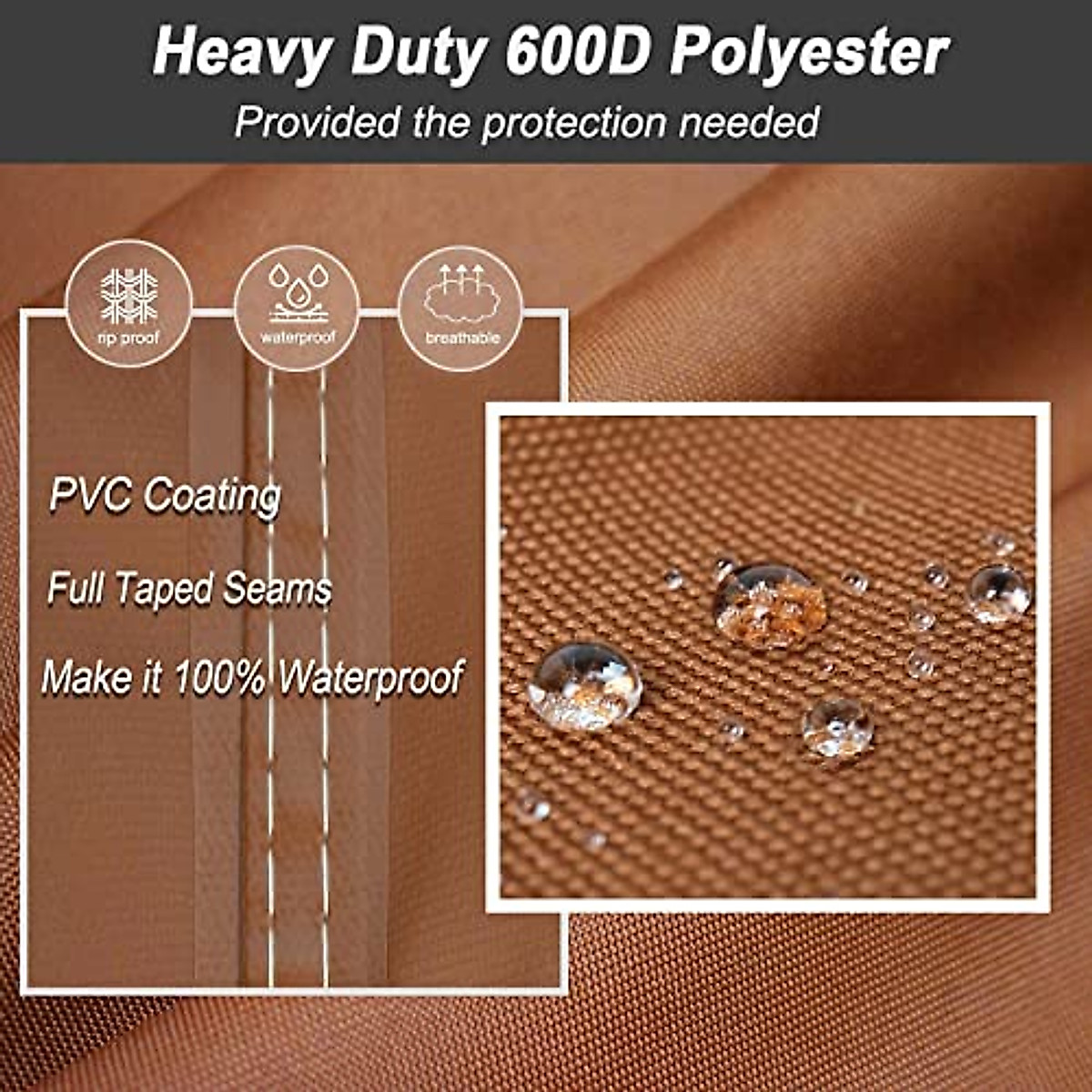 NettyPro Patio Sofa Bench Cover, Waterproof 600D Heavy Duty Outdoor Furniture 3 Seater Couch Cover, 79" Wx 38" Dx 35" H, Brown