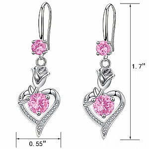 925 Sterling Silver Dangle Earrings for Women Nickel Free Hypoallergenic Earrings for Women Trendy Fashion Heart Dangle Drop Sparkly Crystal Earrings for Women