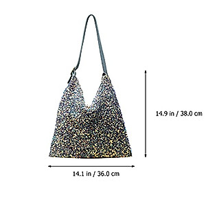 VALICLUD Womens Sequins Tote Bag Sparkling Shoulder Bag Handbag Portable Shopping Bag