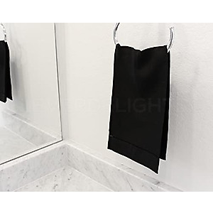 CleverDelights Black Linen Hemstitched Hand Towels - 6 Pack - 14" x 22" - Fingertip Towel