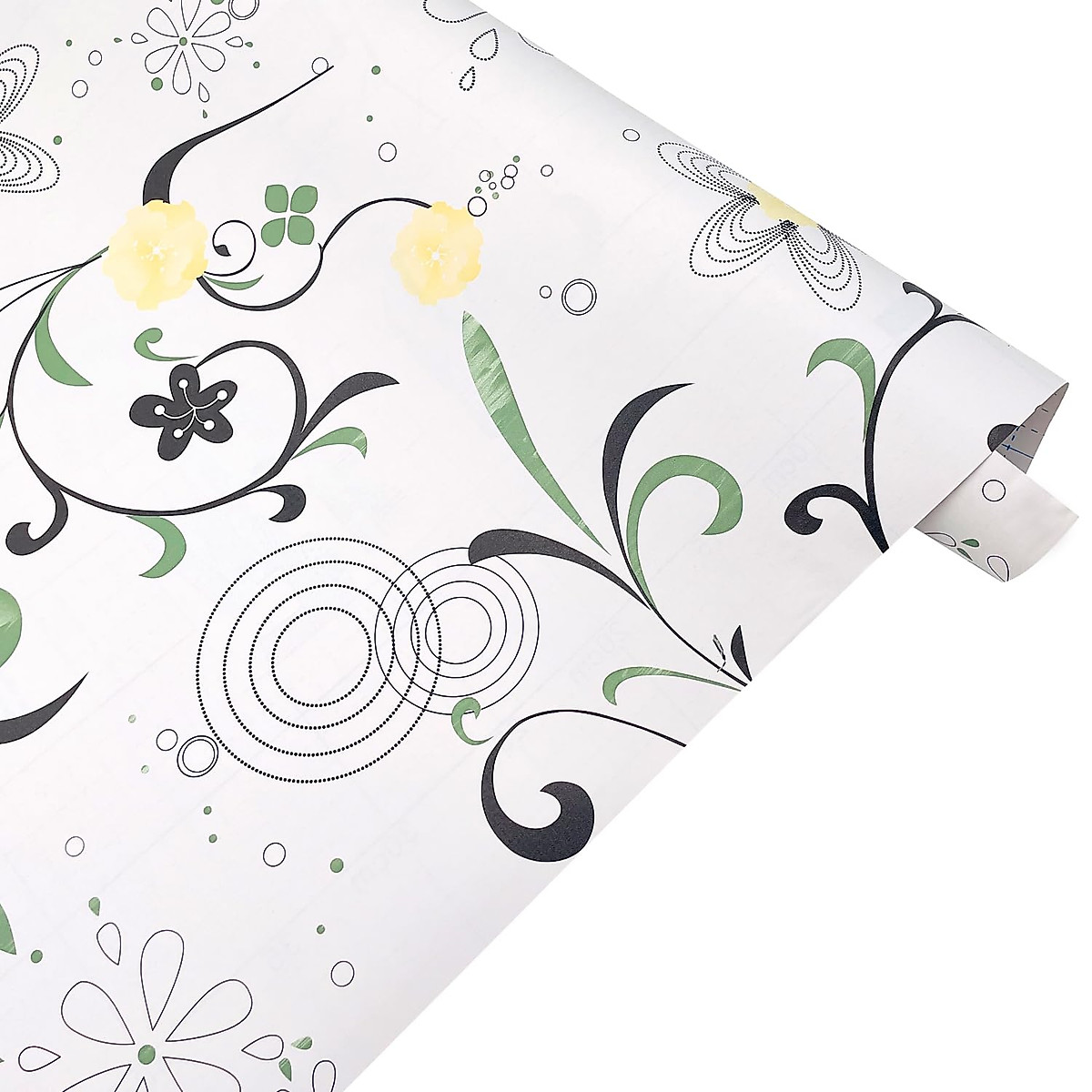 Yifely Yellow Blooms Furniture Paper Decorative Shelf Drawer Liner Self-Adhesive Storage Locker Decor 17.7 Inch by 9.8 Feet