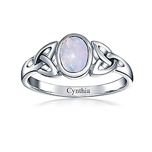 Bling Jewelry Celtic Trinity Love Knot Triquetra Rainbow Moonstone Infinity Ring Band For Women Teen 1MM Band .925 Sterling Silver June Birthstone