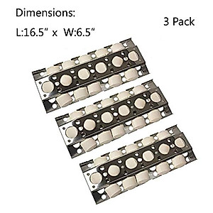 GasSaf Heat Plate Replacement for Select Turbo Gas Grill Models, 16.5 inch 3-Pcs Stainless Steel Heat Plate, Heat Tent, Burner Cover, Vaporizor Bar and Flavorizer Bar(16 1/2x 6 1/2inch)(3-Pcs)