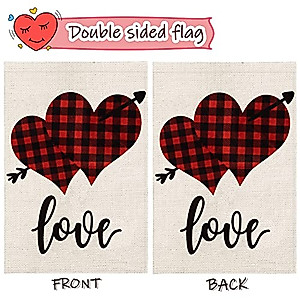 Valentines Day Love Garden Flag Vertical Double Sided Burlap Yard Flags Signs for Valentine’s Day Spring Summer Fall Yard Outdoor Farmhouse Decoration Small