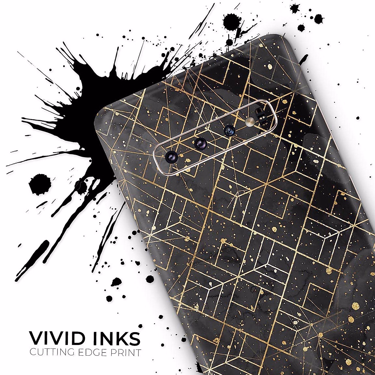 DesignSkinz Karamfila Watercolor & Gold V9 Protective Vinyl Decal Wrap Skin Cover Compatible with The Samsung Galaxy S20 (Screen Trim & Back Glass Skin)