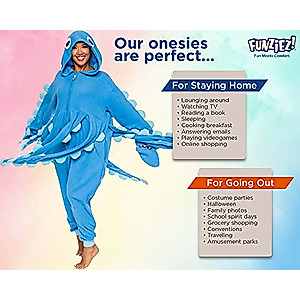 FUNZIEZ! Squid Costume -Adult Octopus Costume - One Piece Animal Pajama (Small) Blue