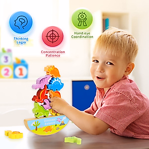 ANPEAC Baby and Toddlers Dinosaur Sorting and Stacking Matching Toys for 1-3 Year Old, Balance Blocks, Kids Preschool Learning, Numbers Nesting Boxes Montessori Gifts for Baby Boys Girls