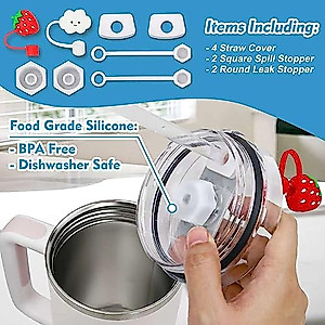 FAMOPLAY 8PCS for Stanley Tumbler Accessory, Silicone Spill Proof Stopper Set for Stanley 40 oz Tumbler with Handle 30 oz, Leak Stopper for Stanley Quencher H2.0 Tumbler 30/40 oz