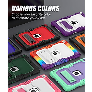 OKP Case for iPad 9th/ 8th/ 7th Generation (2021/2020/2019), Heavy Duty 10.2 inch iPad Shockproof Rugged Protective Cover with Built-in Stand, iPad 9 8 7 Gen Cases for Kids Girls Boys, Pink+White