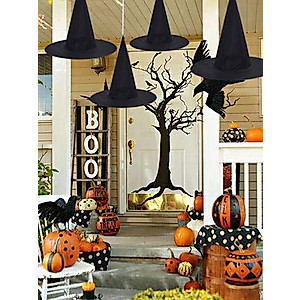 16 pcs Halloween Black Witch Hat for Party Masquerade Cosplay Costume Accessory Daily for Halloween Carnival Party Black