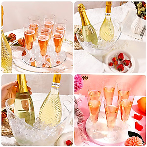 Ice Bucket for Parties 2 Pcs 4 Liter Beverage Tub Ice Tub Wine Beer Drink Buckets for Parties Mimosa Bar Clear Plastic Champagne Acrylic Ice Bucket with Scoop for Cocktail Beer Bottle